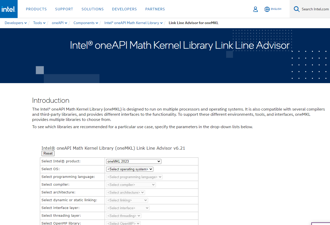 Intel oneAPI Math Kernel Library "MKL" Link Line Advisorの御紹介